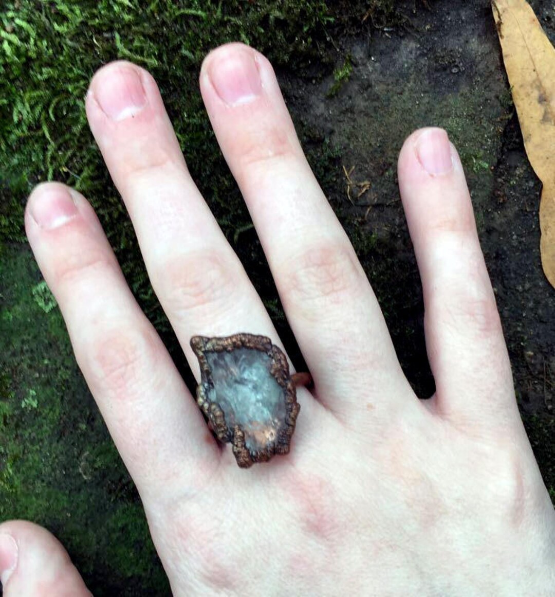 Crystal Ring, Size 6.75 Ring, Rough Crystal Ring, Copper Ring, Crystal ...