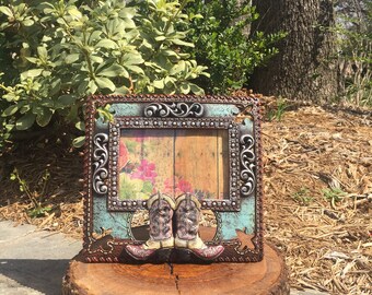 Rustic Picture Frame with Western Corners. Country wood