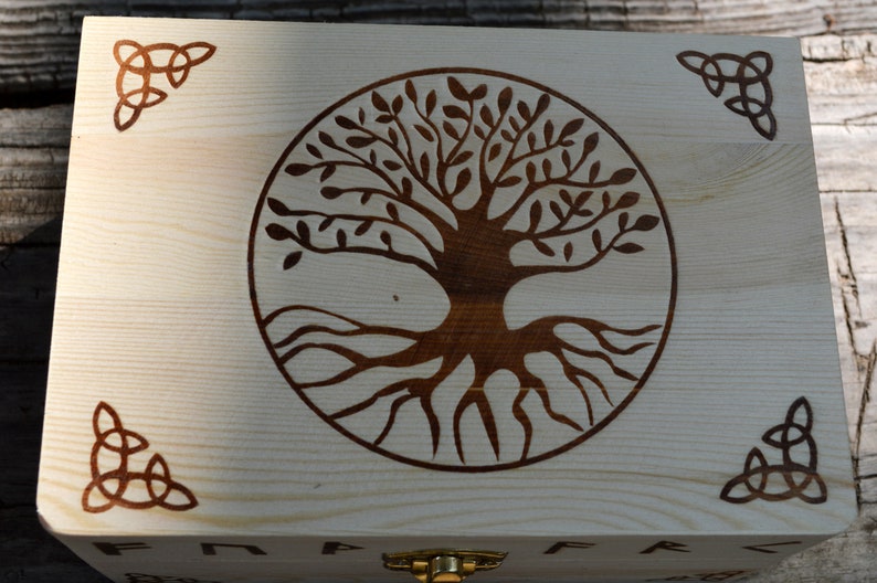 Tree of Life Runes Celtic Pine Wood Box 4 x | Etsy