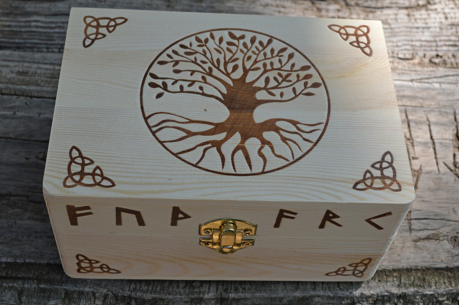 Tree of Life Runes Celtic Pine Wood Box 4 x | Etsy