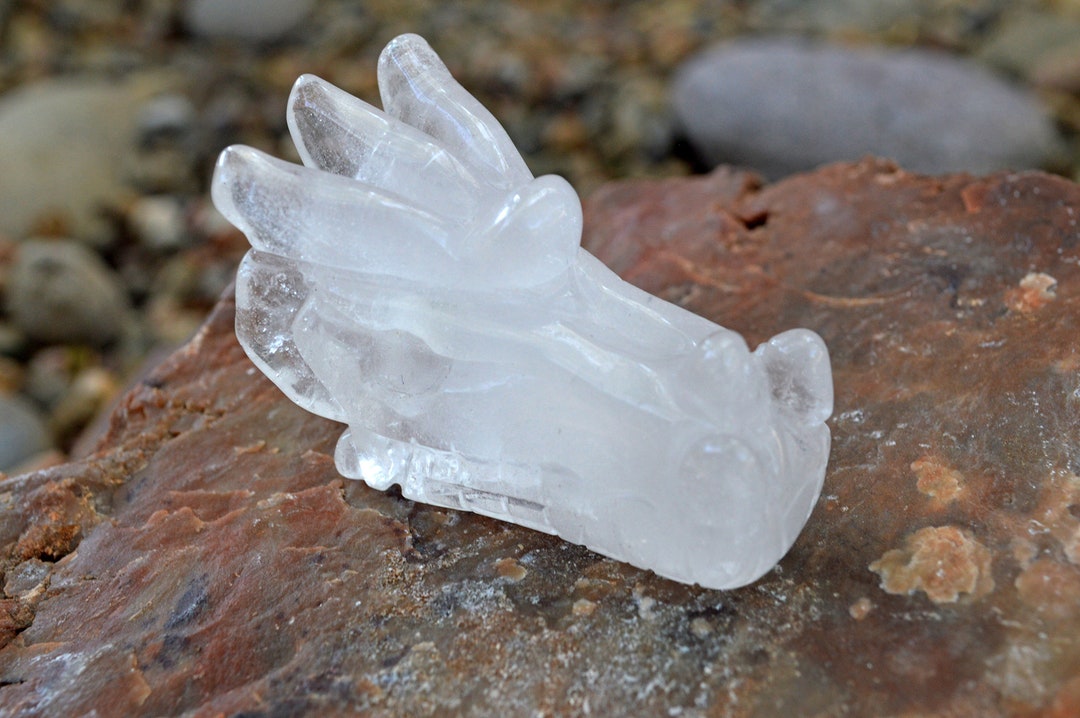 Clear Quartz Crystal Dragon Skull Carving Mini - Etsy