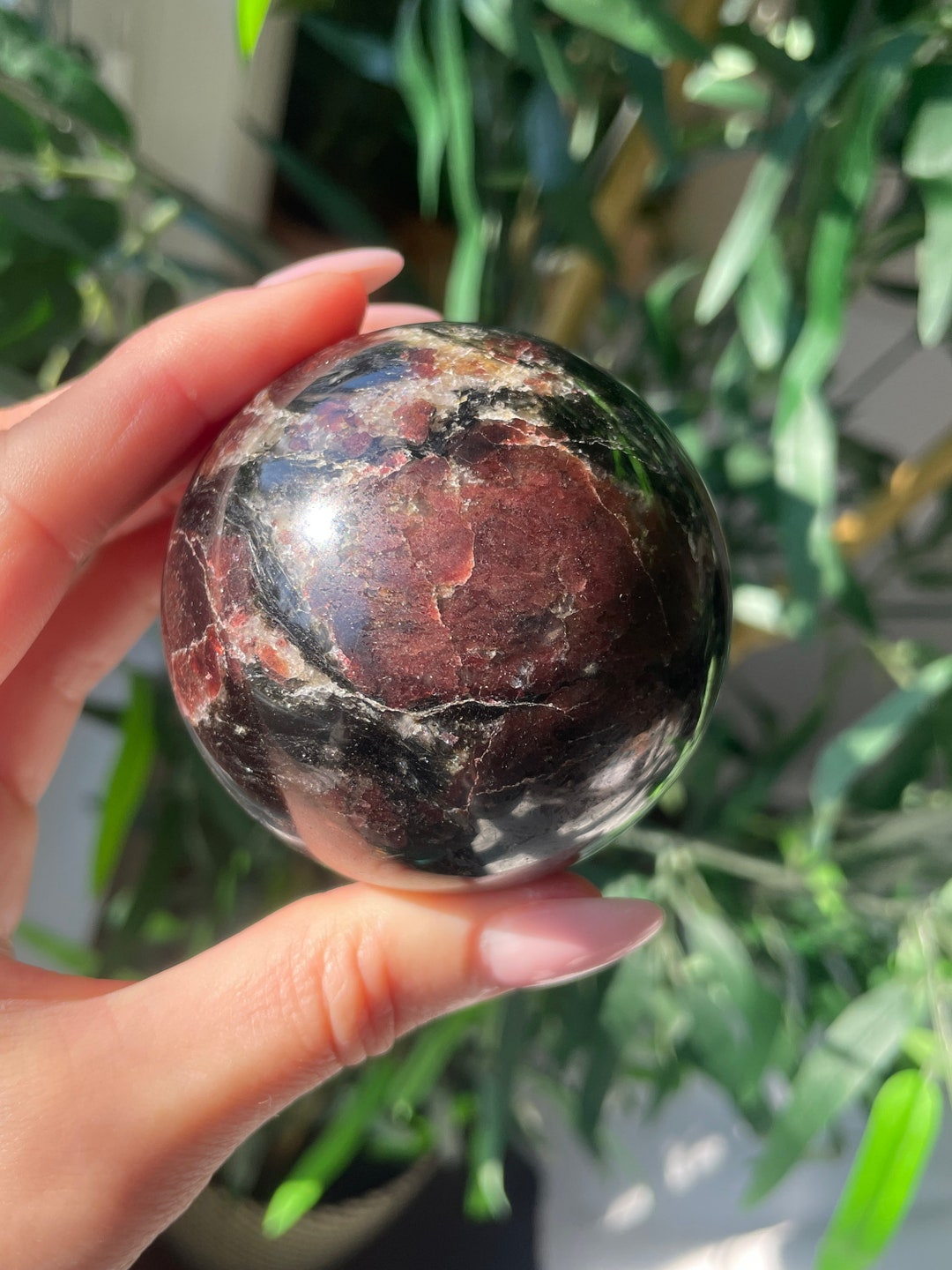 Polished Garnet in Astrophyllite Sphere / Flashy High Quality Crystal ...