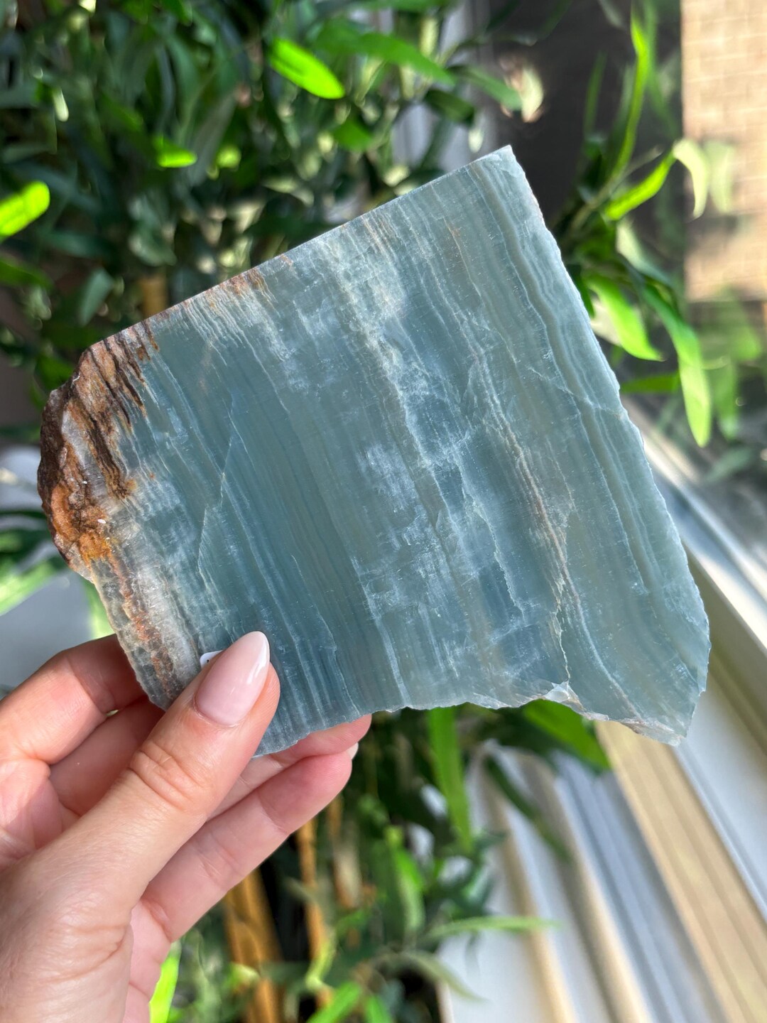 Blue Onyx Slab / Natural Lemurian Aquatine Calcite Slice / Crystal ...