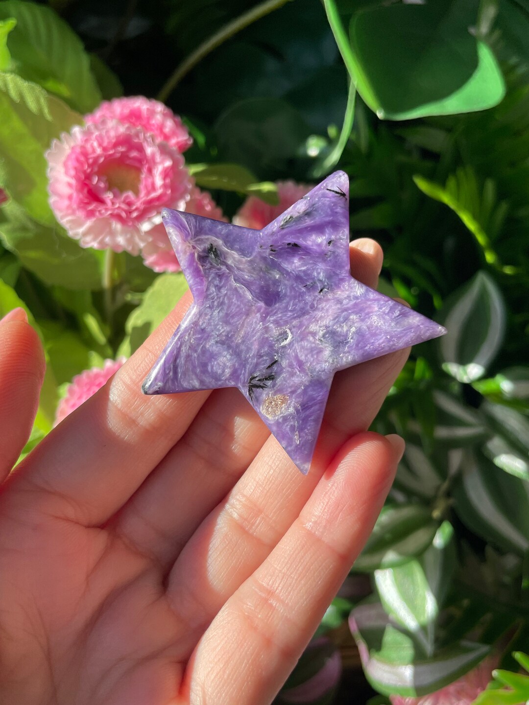 AAA Grade Charoite Star Carving / High Quality Chatoyant Crystal / 5 ...
