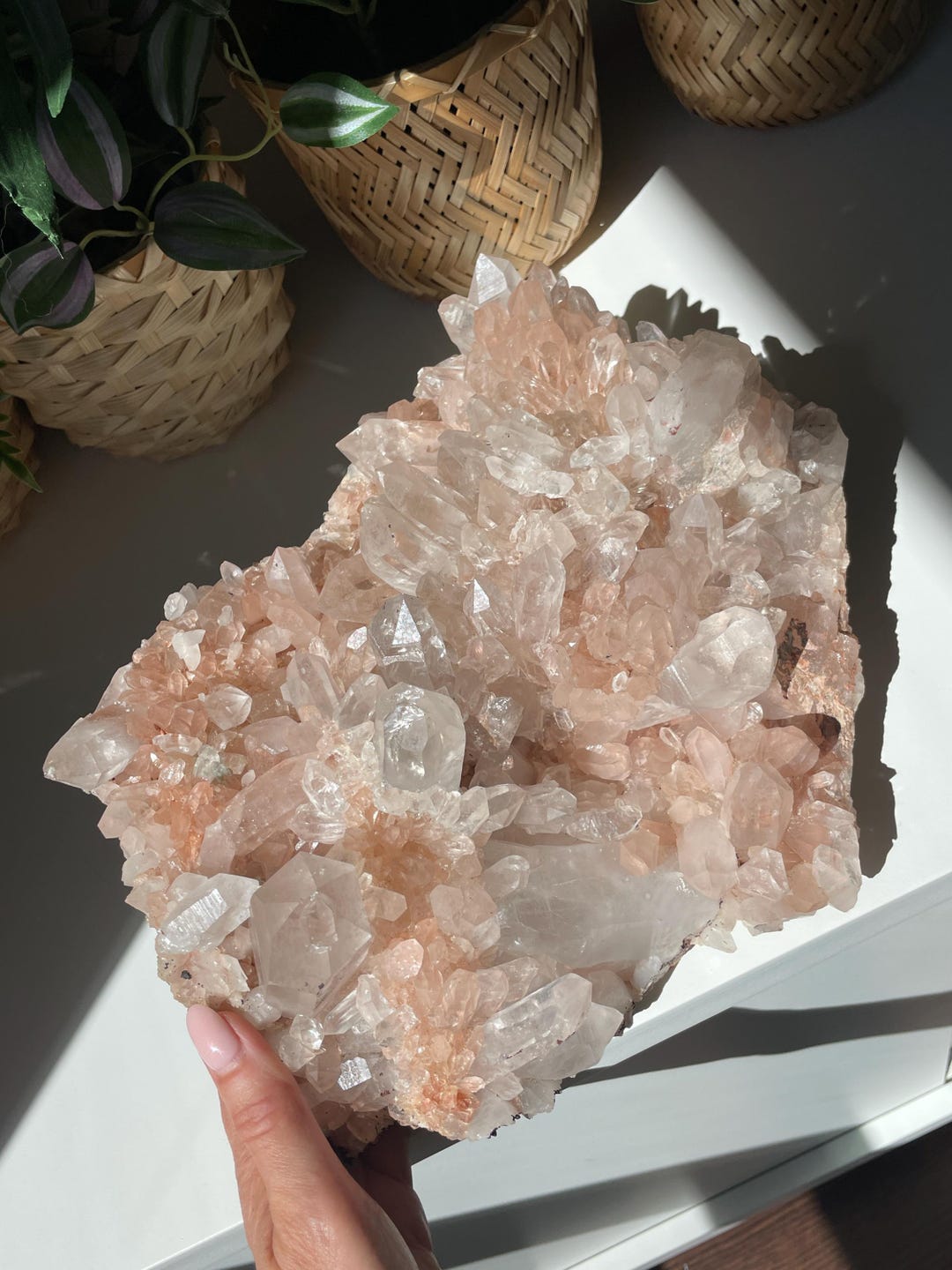 4.7kg Pink-peach Samadhi Quartz Cluster / Peach Quartz Points / Rare ...