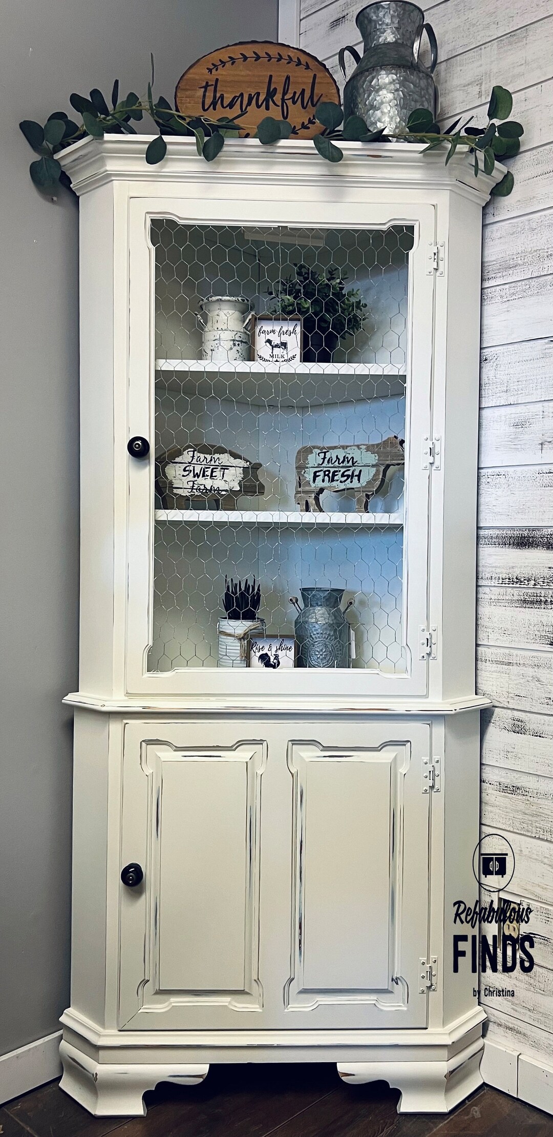 Country Cottage Farmhouse Corner Hutch - Etsy