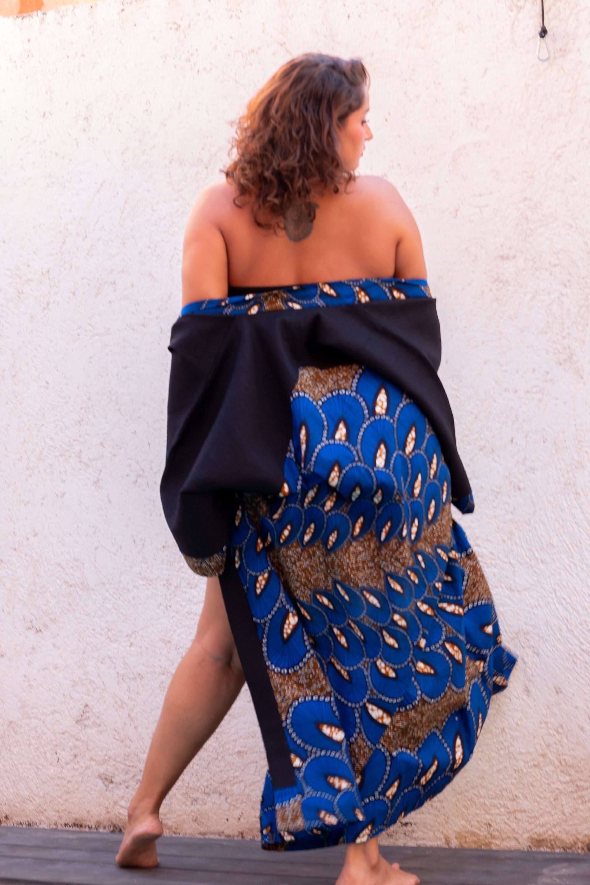 Kimono Dress Denim / Wax PEACOCK UNIQUE PIECE - Etsy