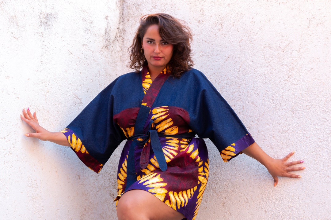 Kimono Jacket in Denim and Wax UNIQUE PIECE - Etsy