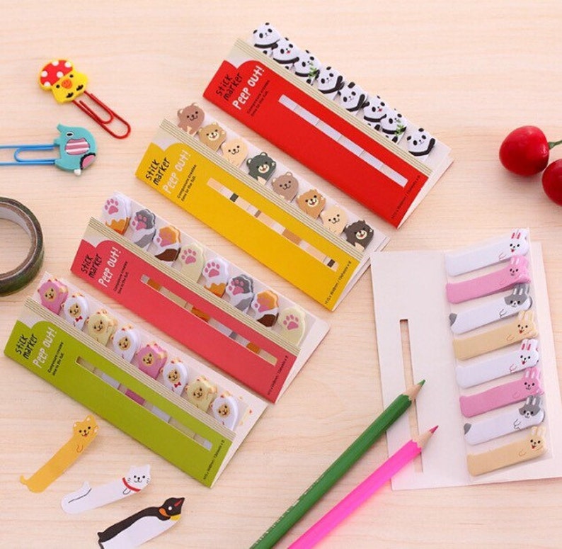 Kawaii Animal Post-it Memo Post-it Planner Bookmark Cat - Etsy
