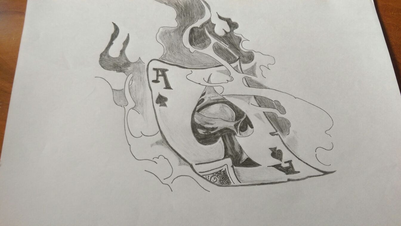 Original Card on Fire Drawing - Etsy