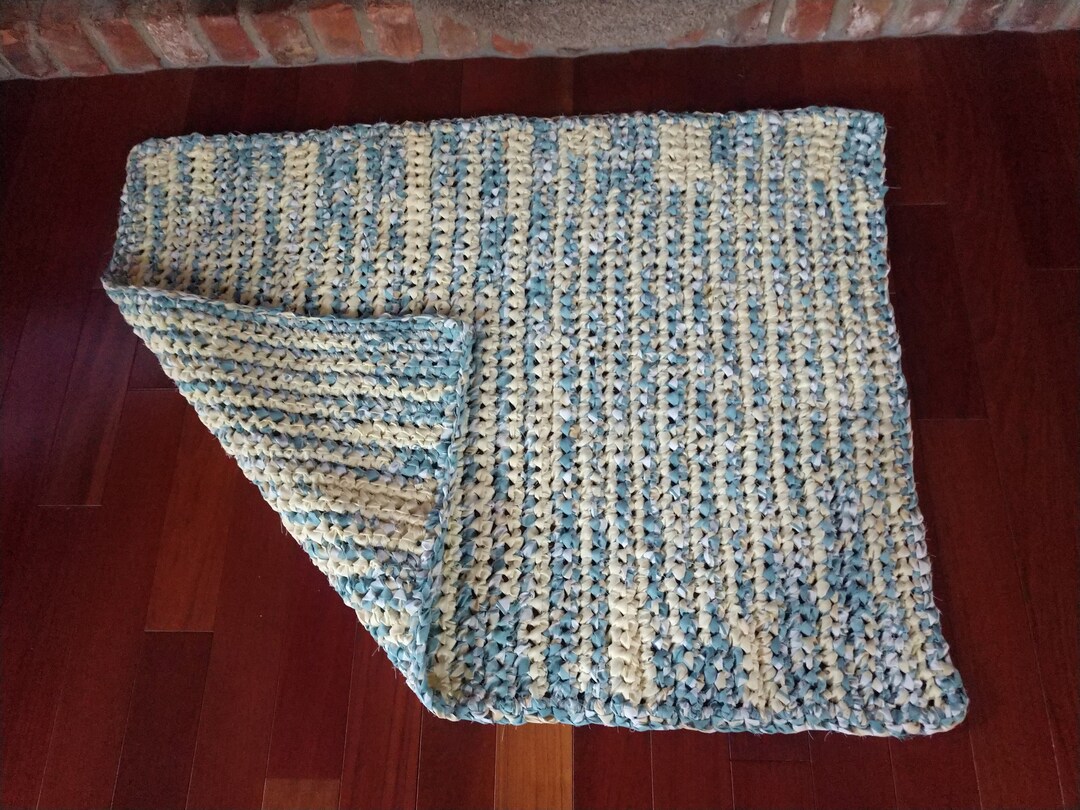 Rag Rug, Crochet Rag Rug, Crochet Handmade Rag Rug, Rectangle Rag Rug ...