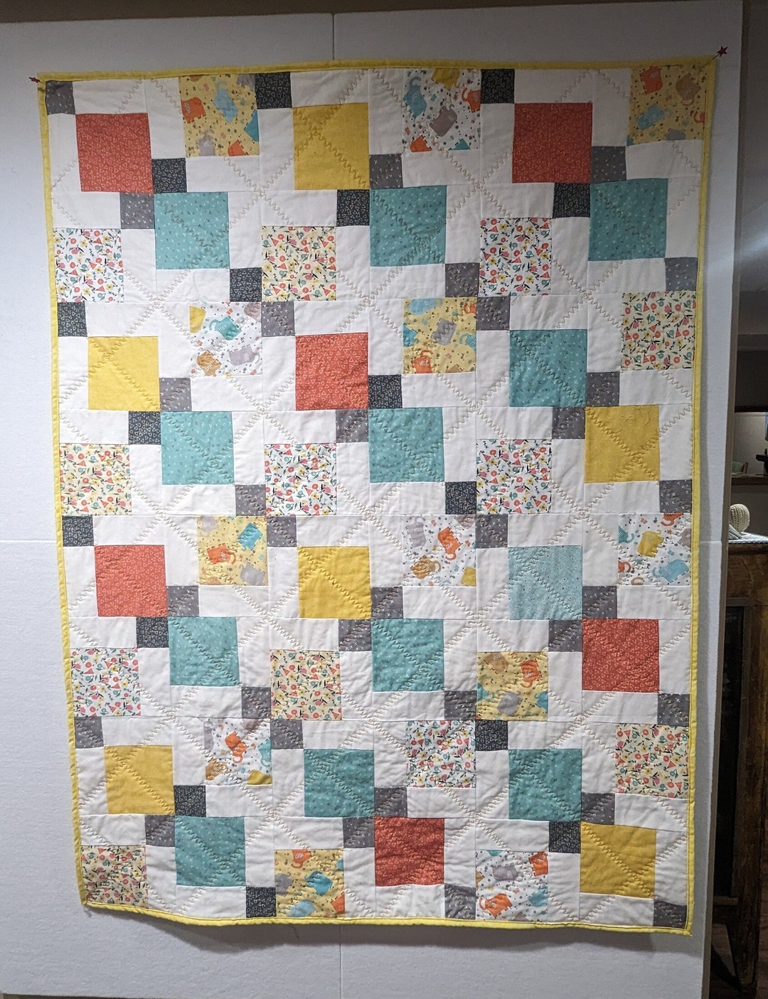 Charm Pack Cutie Quilt, 40x54 Quilt, Handmade Cotton Quilt, Multi Color ...