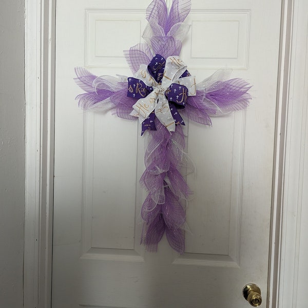 Deco Mesh Cross Wreath - Etsy