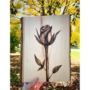 Rose Wood Burning, Handmade, Wood Burned Rose, Rose Wall Art ...
