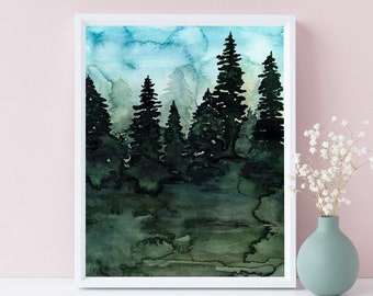 Watercolor Wilderness Print - Etsy