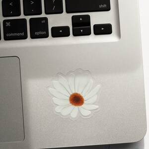 Clear Daisy Sticker Floral Sticker, White Daisy Vinyl Sticker, Phone ...