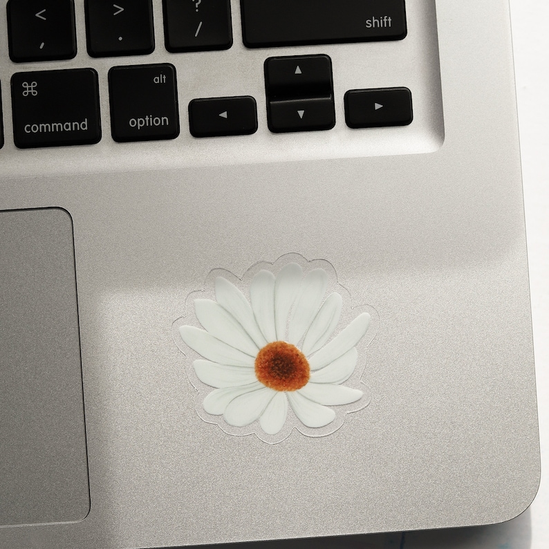 Clear Daisy Sticker Floral Sticker, White Daisy Vinyl Sticker, Phone ...