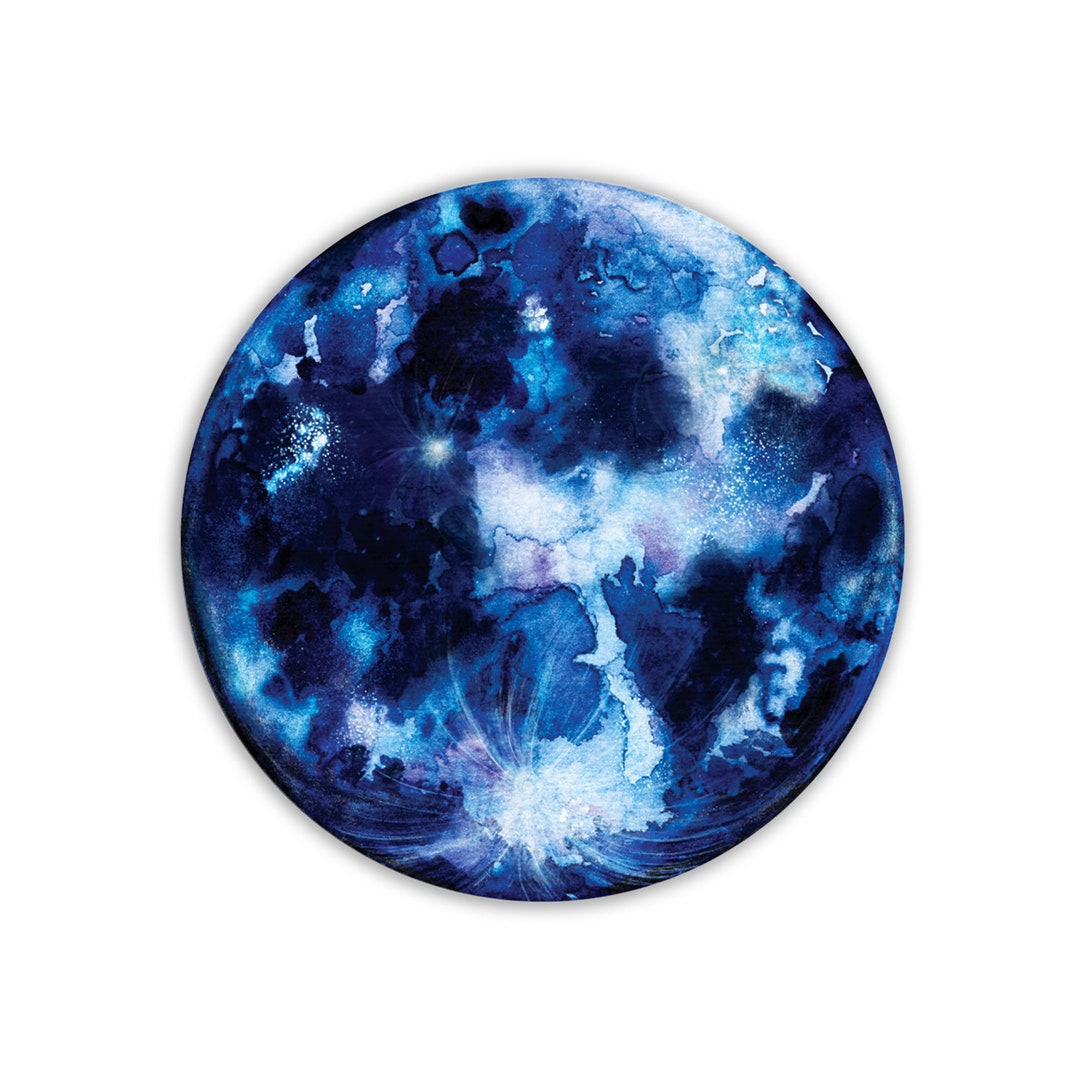 Blue Moon Vinyl Sticker | 3" Moon Sticker, Watercolor Moon, Full Moon ...