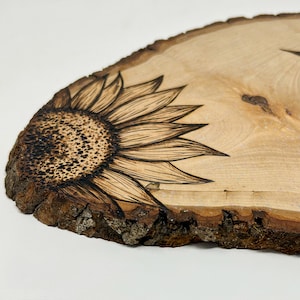 Sunflower Wood Burned Art, Pyrography Art, Sparkling, Wood Burning ...