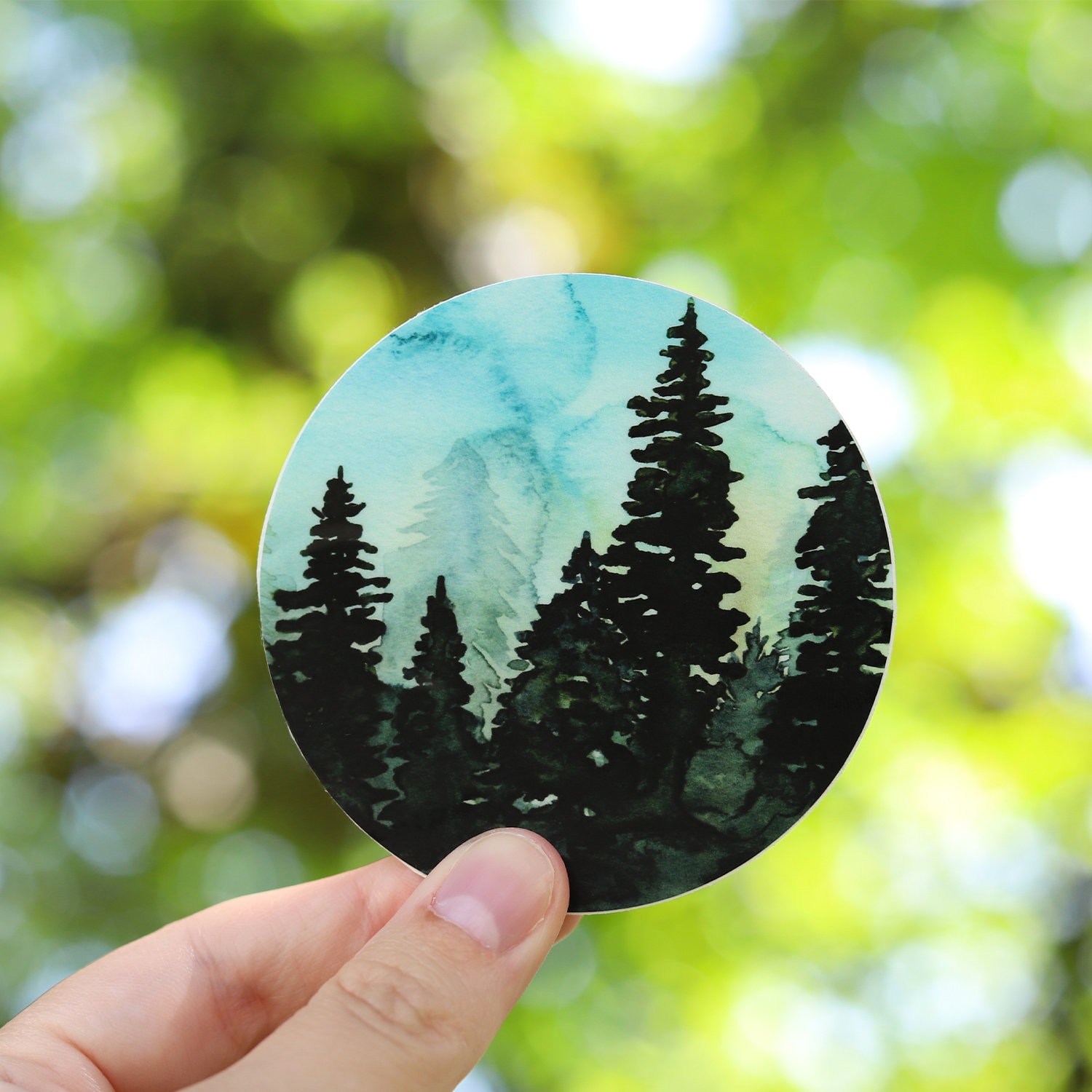 Watercolor Forest Sticker 3 Vinyl Sticker Trees Pine - Etsy