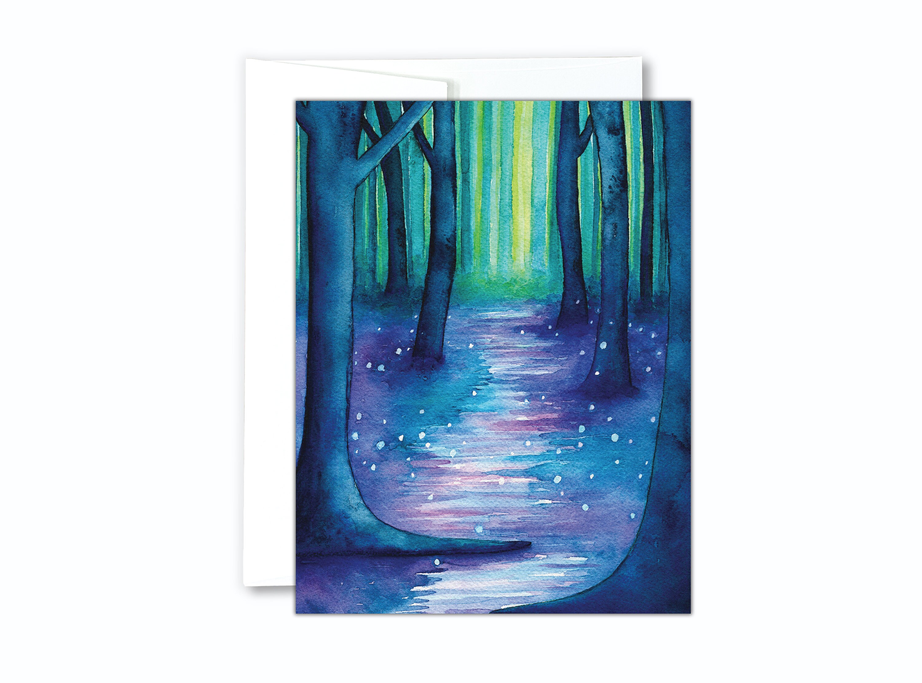 Enchanted Forest Card Greeting Cards Watercolor Painting - Etsy