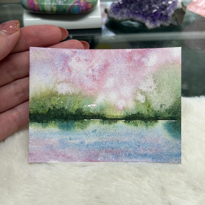 Small Original Watercolor Painting | 4x3" Watercolor Landscape, Tiny ...