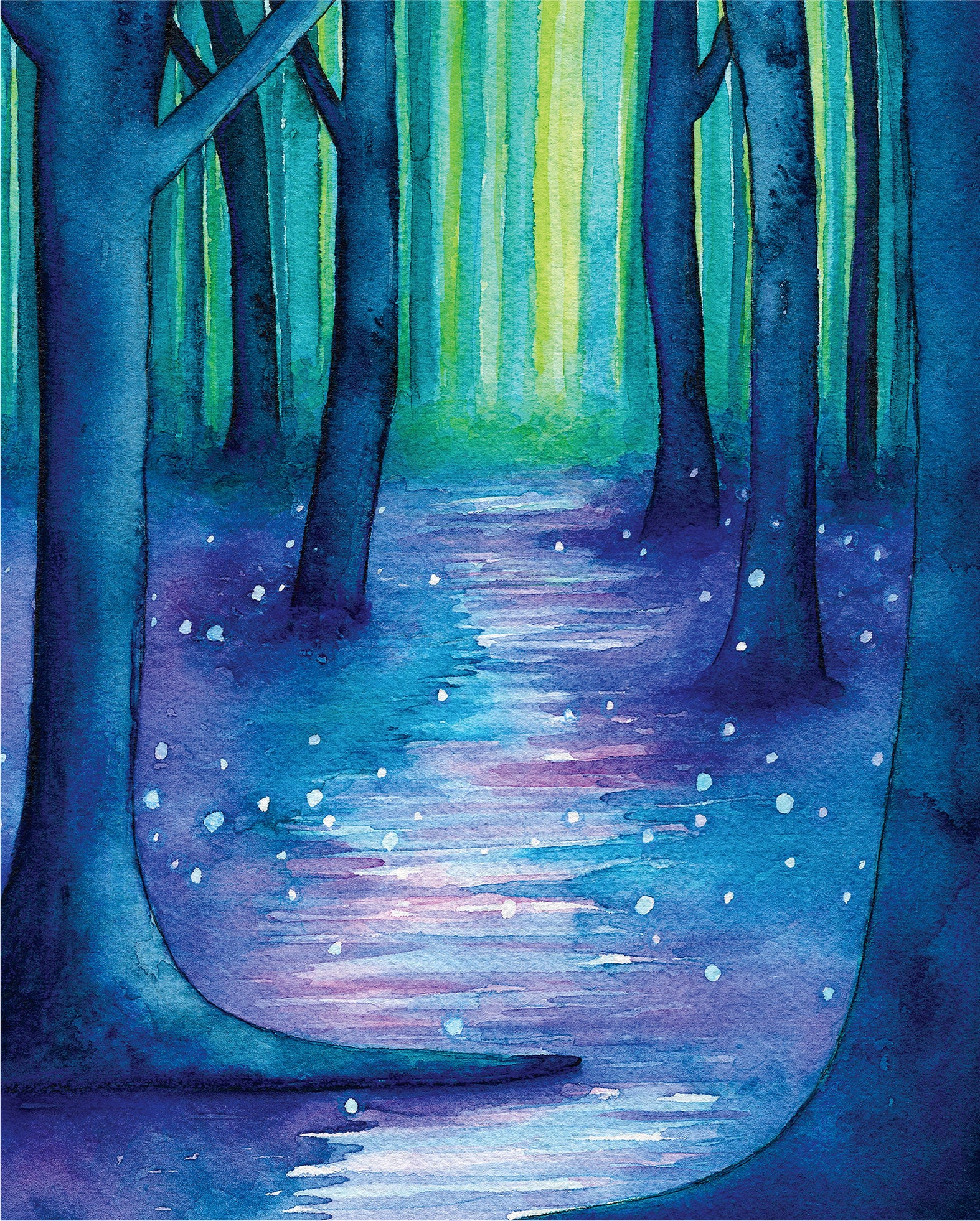 Enchanted Forest Art | Watercolor Enchanted Forest Painting Print ...