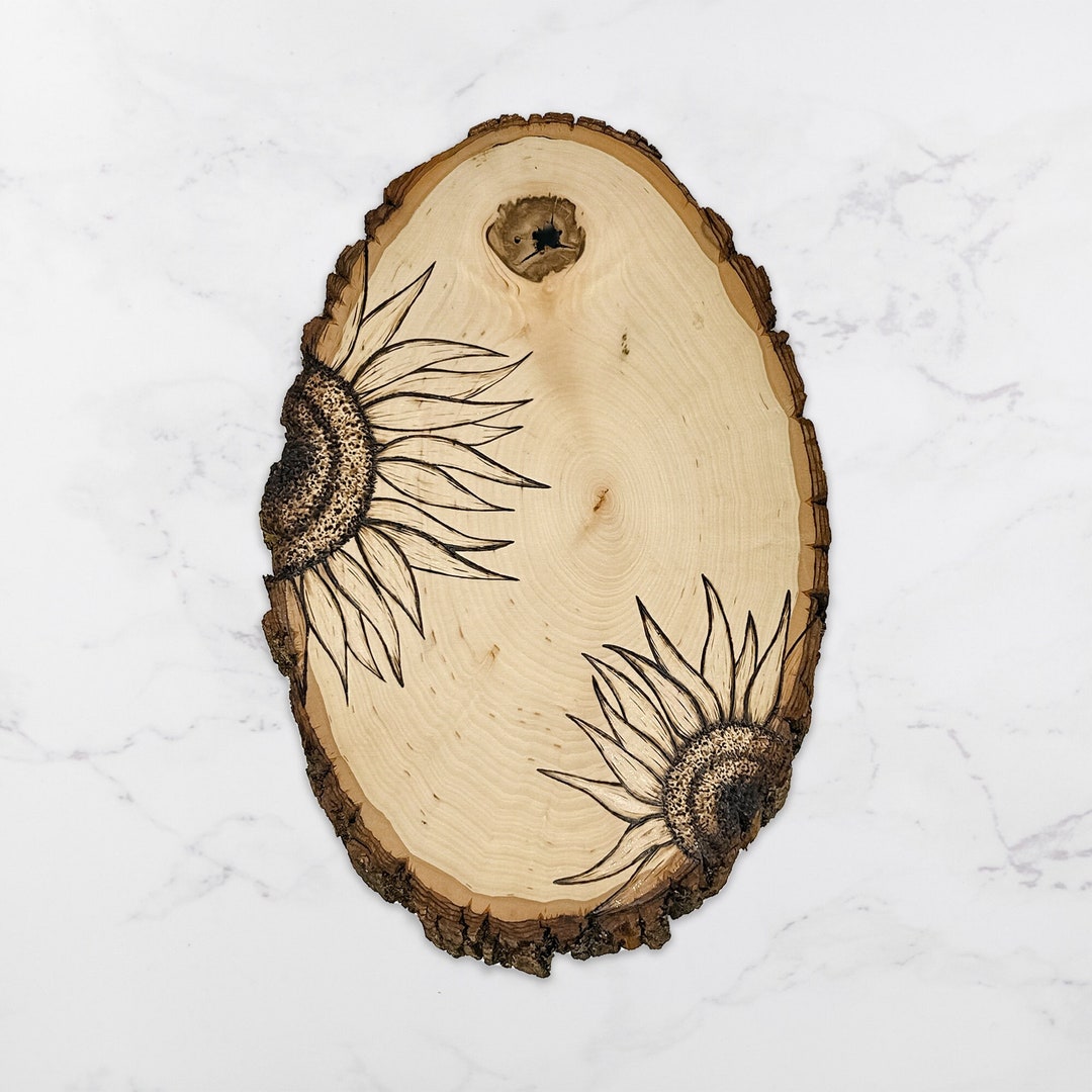 Sparkle Sunflower Wood Burning | Wood Burning Art | Pyrography | Rustic ...