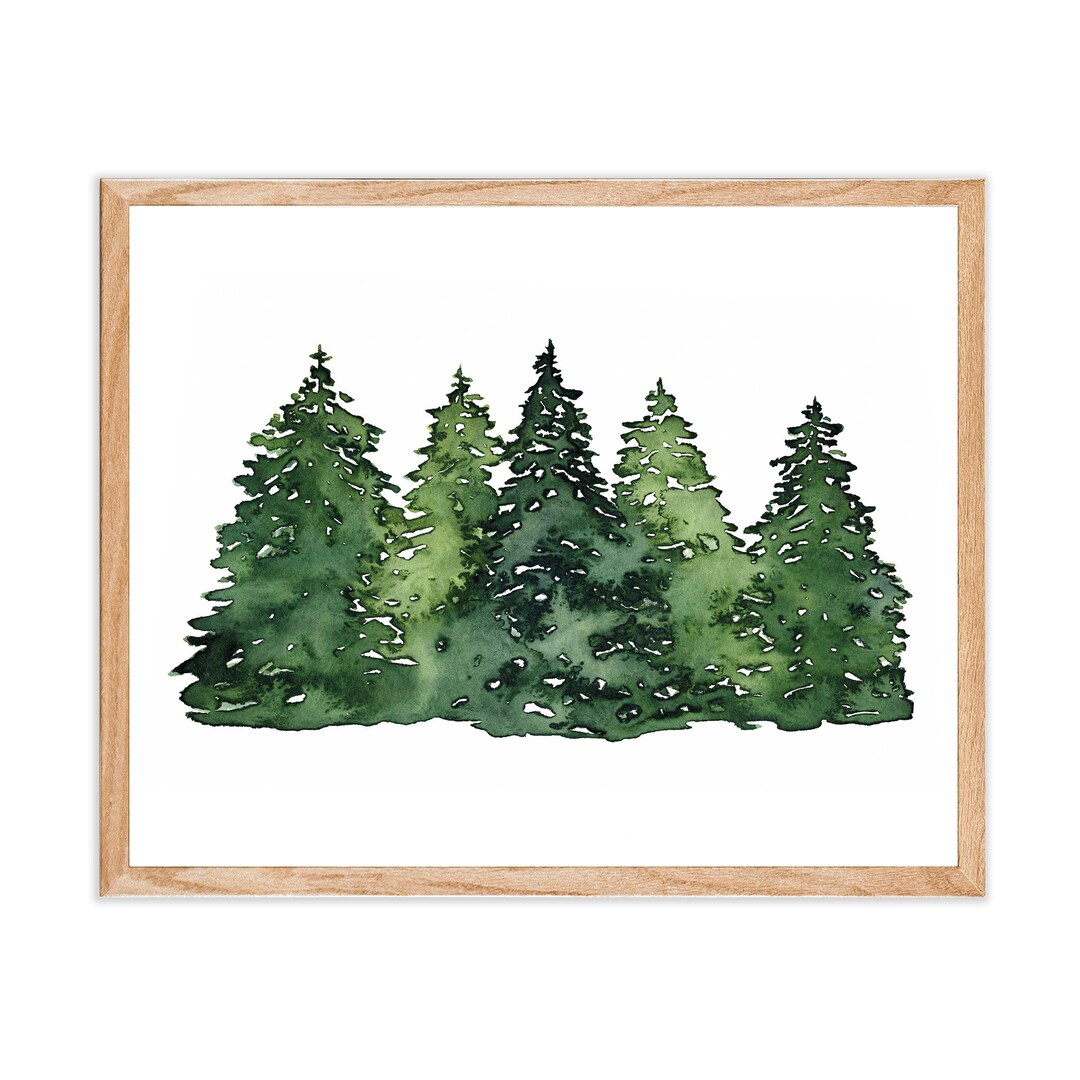 Tree Line Print | Forest Scene, Woodland Art, Pine Trees, Nature ...