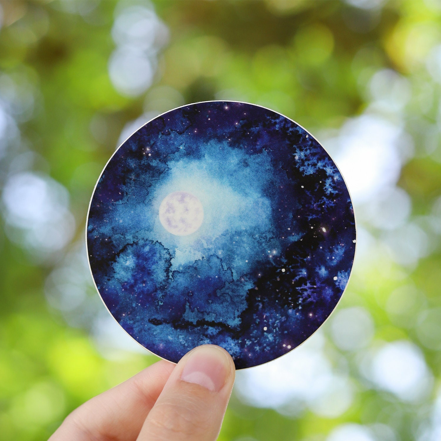 Moon and Stars Sticker | 3" Moon and Clouds Sticker, Starry Night ...