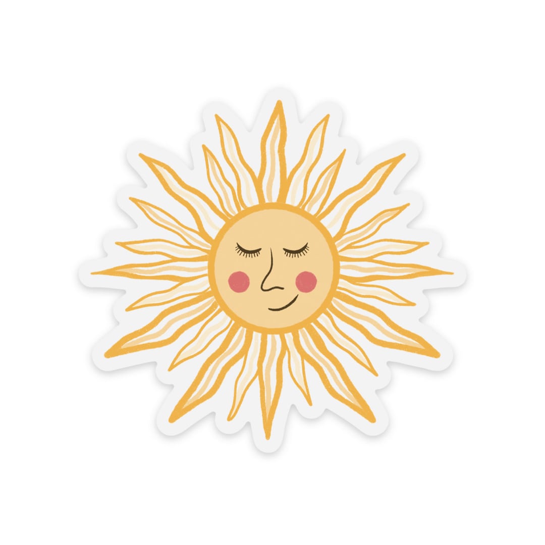 Clear Sun Sticker | Sun Face, Boho Sun Sticker, Sunshine, Celestial ...