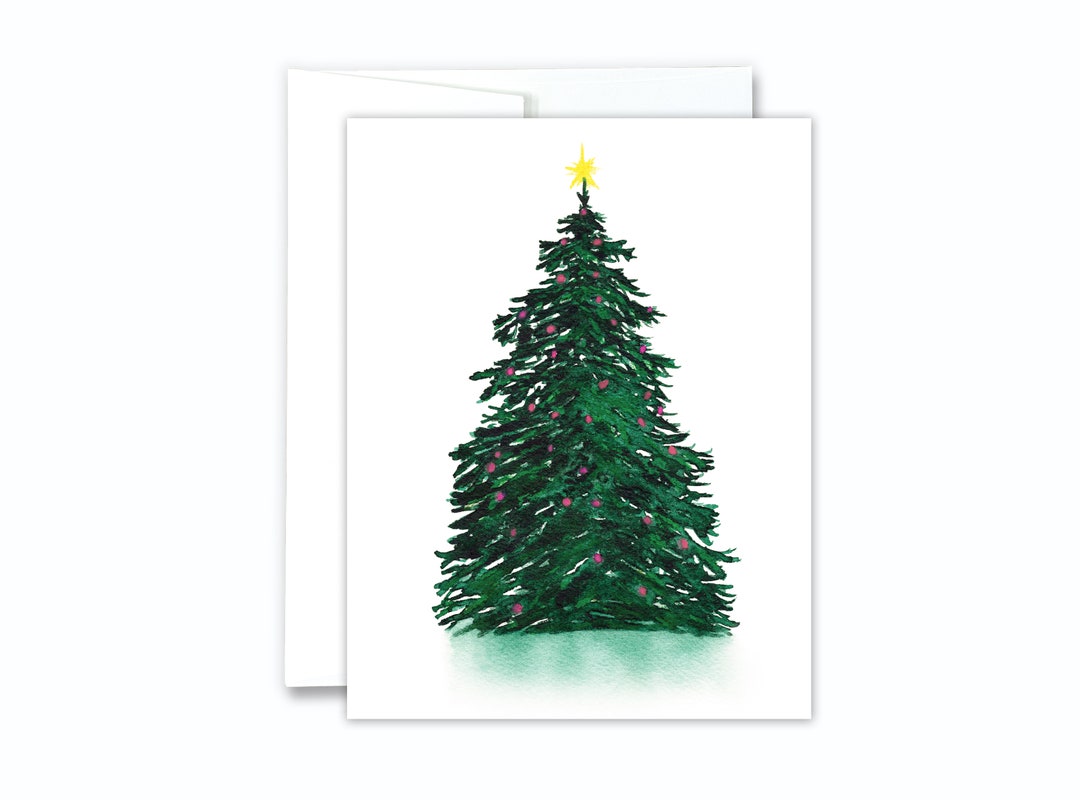 Watercolor Christmas Tree Card Christmas Season Cards, Holiday ...