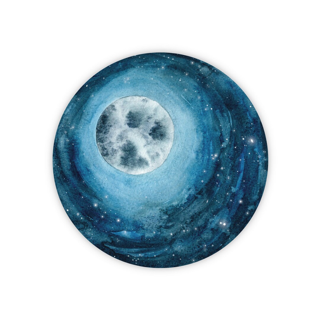 Lunar Vinyl Sticker | 3" Moon Sky Sticker, Watercolor Painting Sticker ...