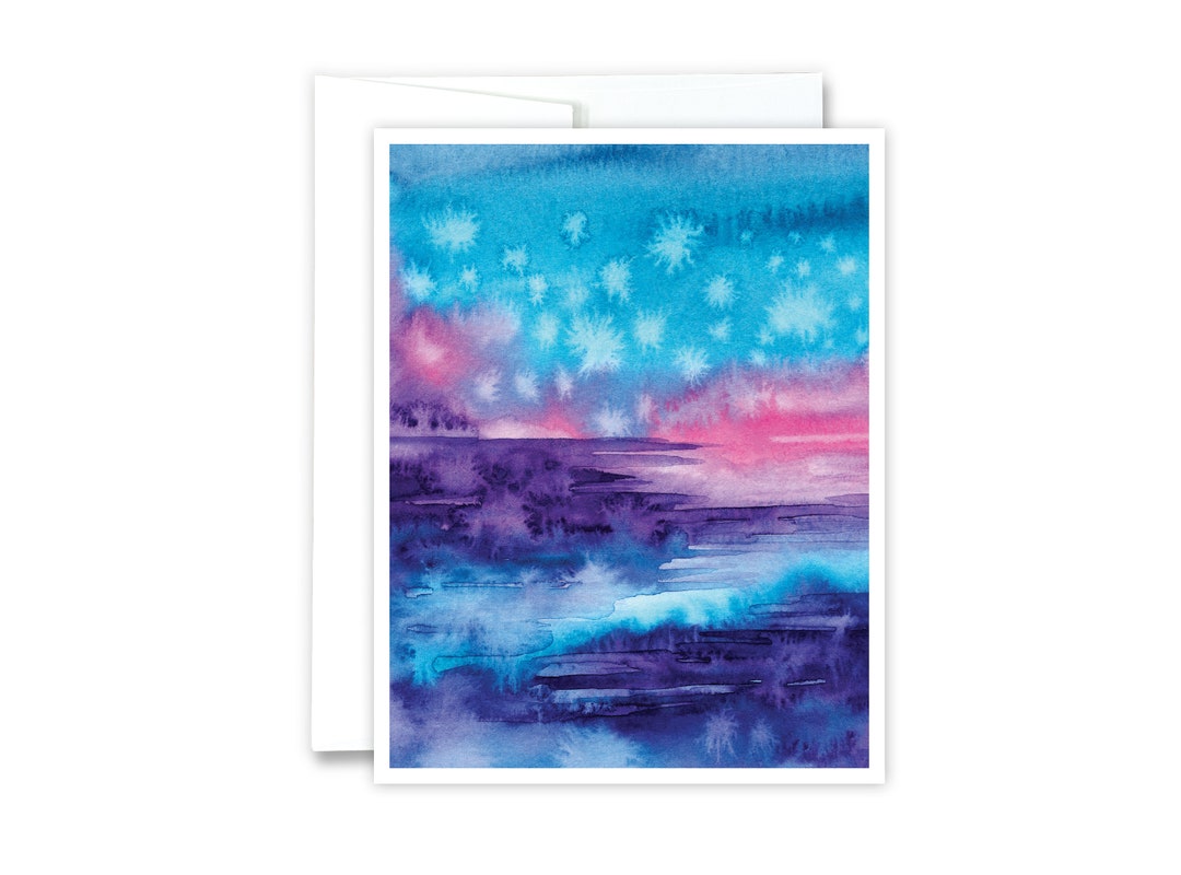 Abstract Watercolor Card Blank Inside, Abstract Landscape Art, Colorful ...
