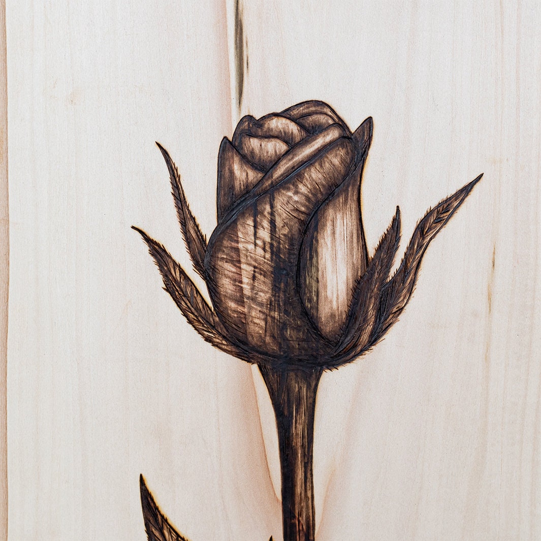 Rose Wood Burning, Handmade, Wood Burned Rose, Rose Wall Art ...