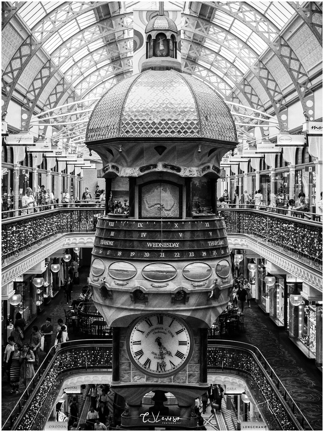 The Great Clock in the QVB - Original Black and White Photograph - Etsy ...