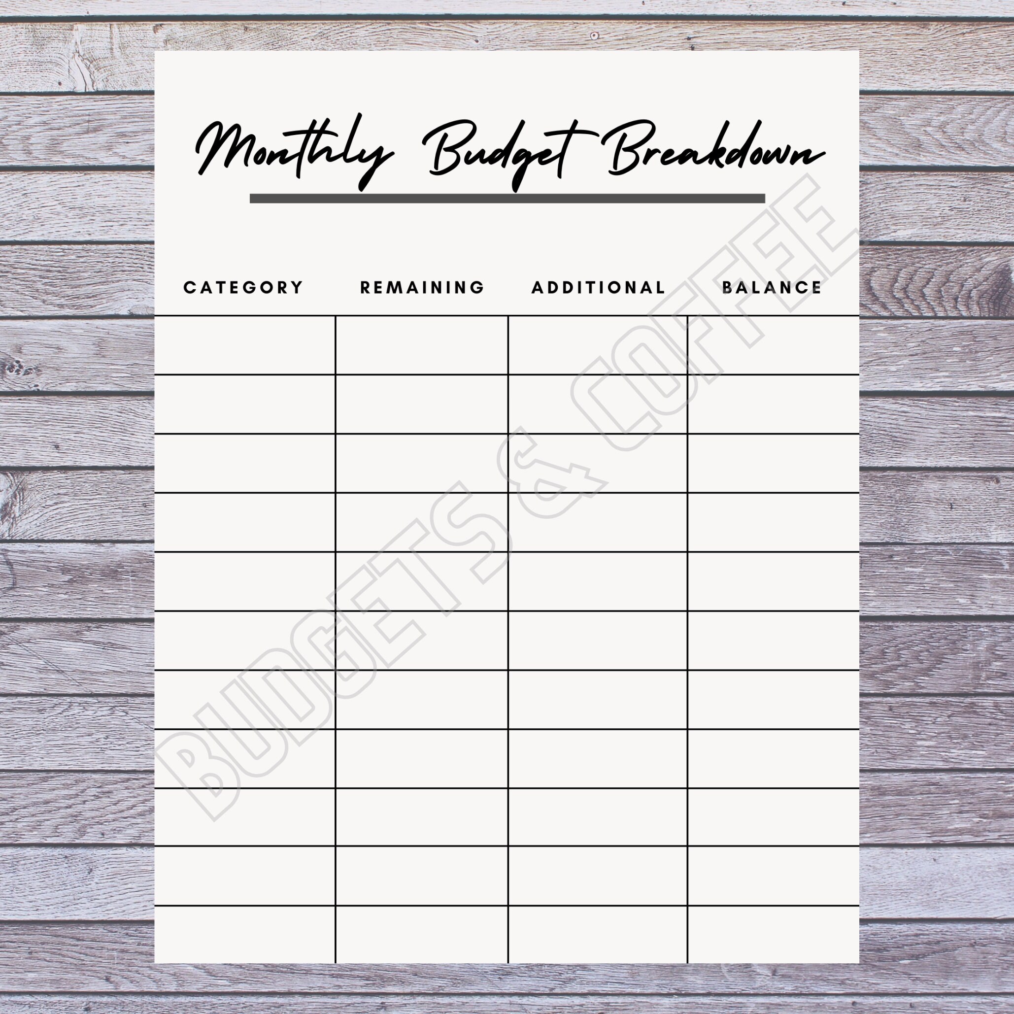 Monthly Budget Breakdown - Digital Download - Etsy