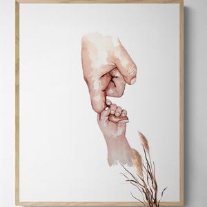Parent and Baby Hand Watercolor Print: Minimalist Family Art (digital ...
