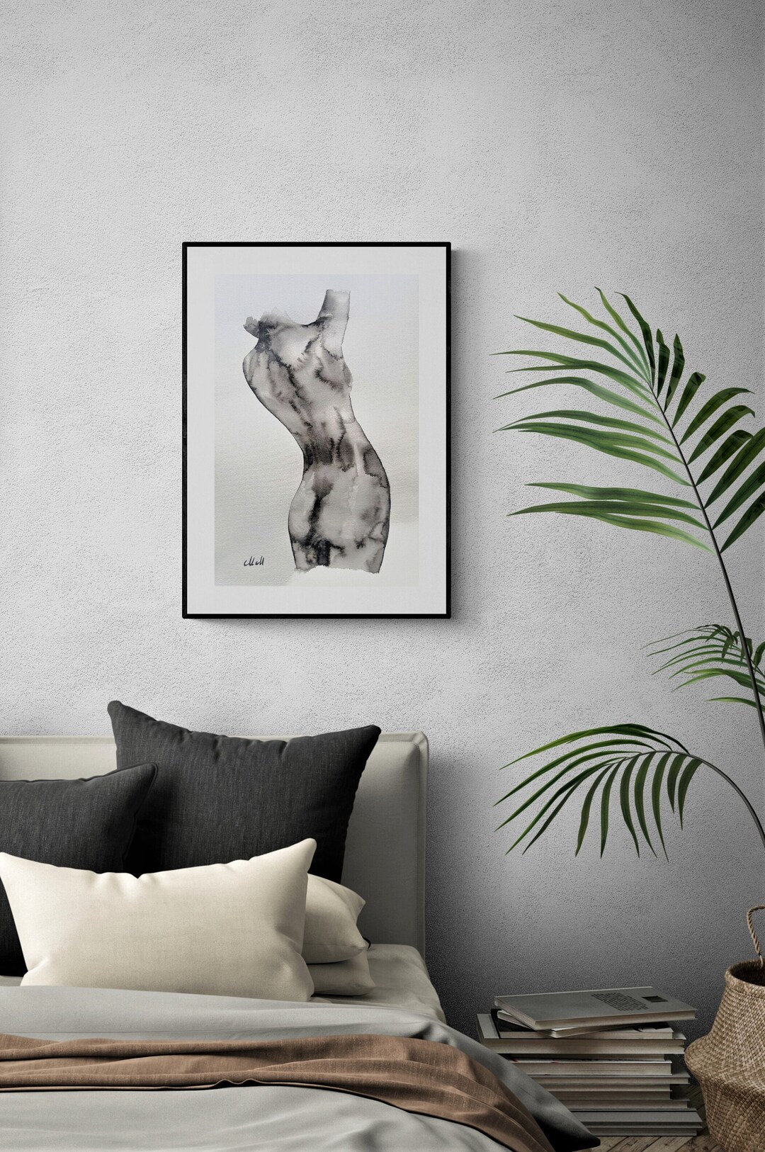 Female Body - Ink Drawing - Naked Woman Body Art - Above Bed Art ...