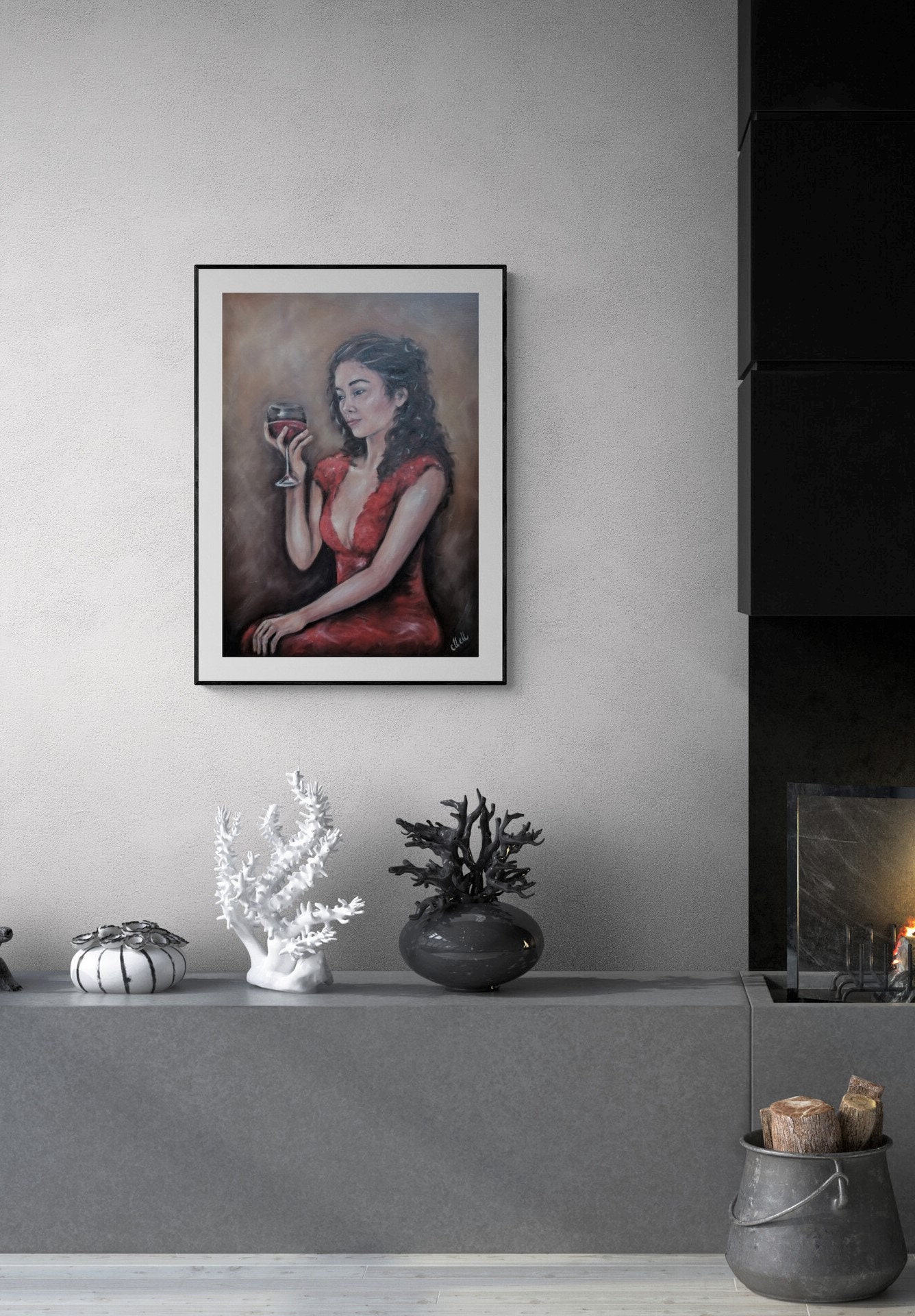 Woman in Red Painting Female Figure Painting Sensual - Etsy