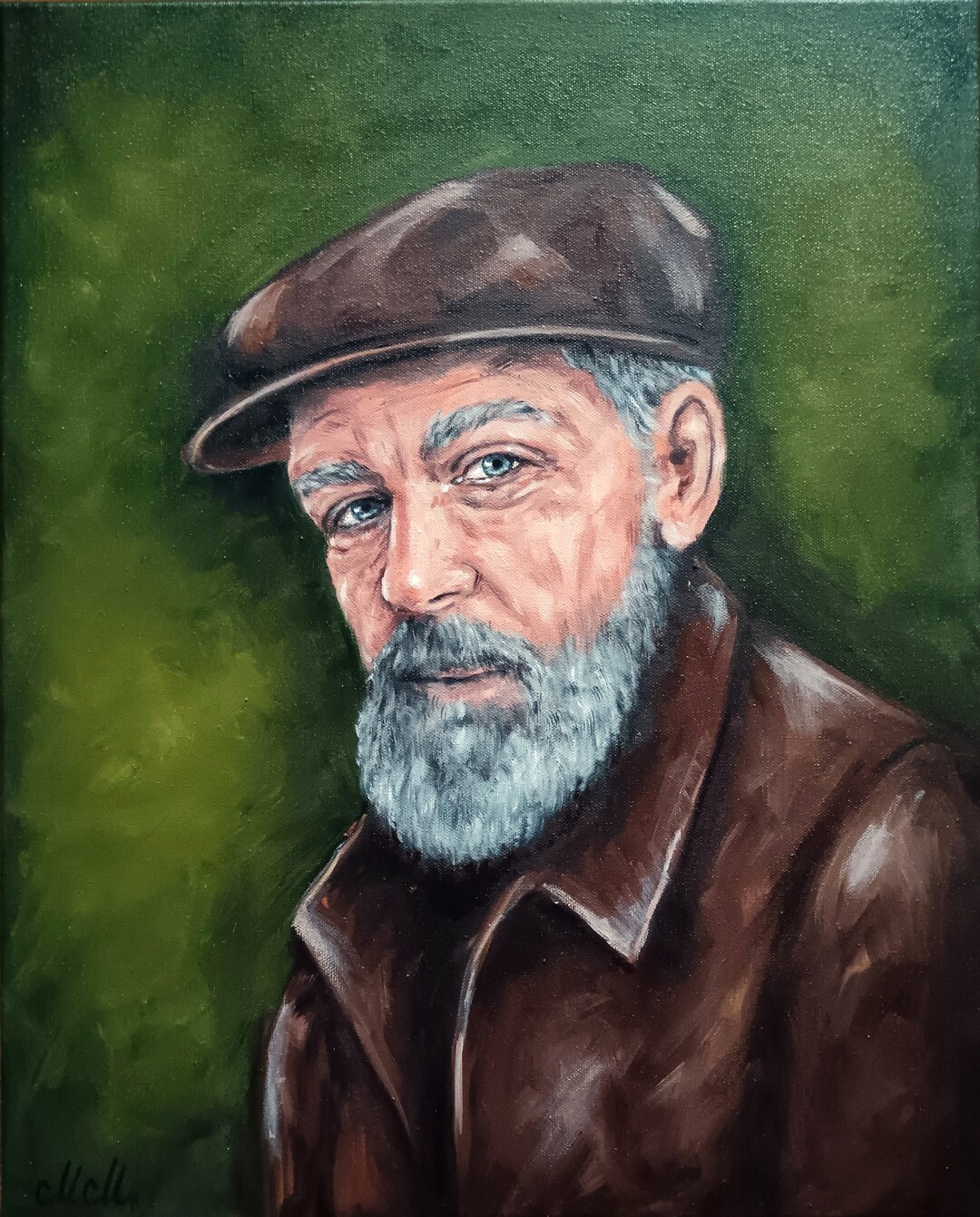 Original Oil Portrait Painting: Gray Haired Man, Portraiture Wall Art ...