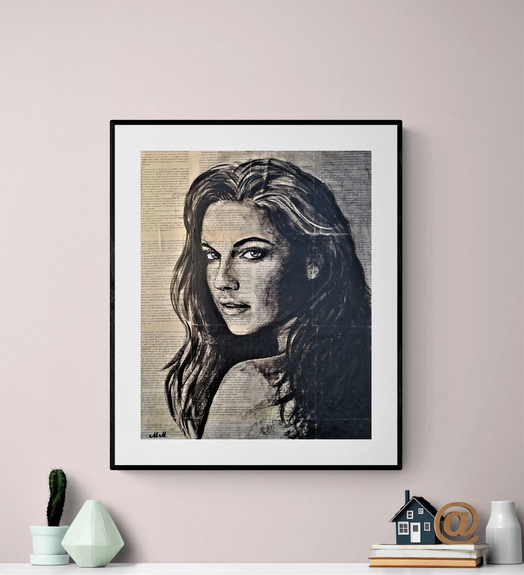 Mixed Media Portrait - Newspaper Art - Black and White Art - Acrylic ...