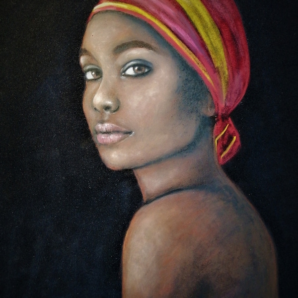 Black Woman Oil Pastel Painting - Etsy
