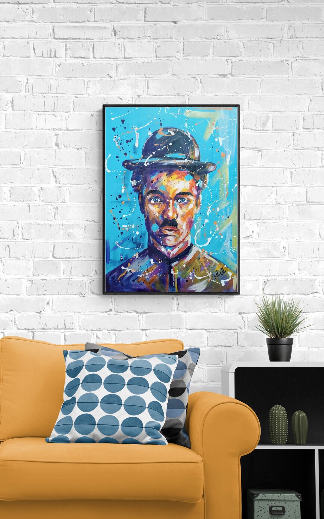 Charlie Chaplin Impasto Acrylic Painting: Colorful Portrait Art (20"x ...