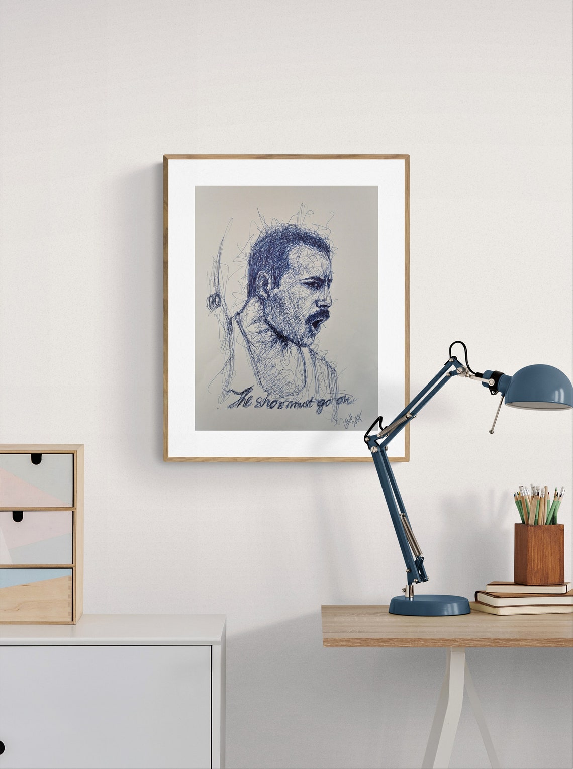 Custom Thin Blue Line Drawing - Freddie Mercury Commission - Etsy