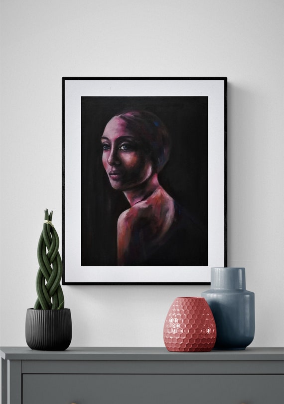 Chiaroscuro Oil Portrait on Canvas Art Expressive Female - Etsy