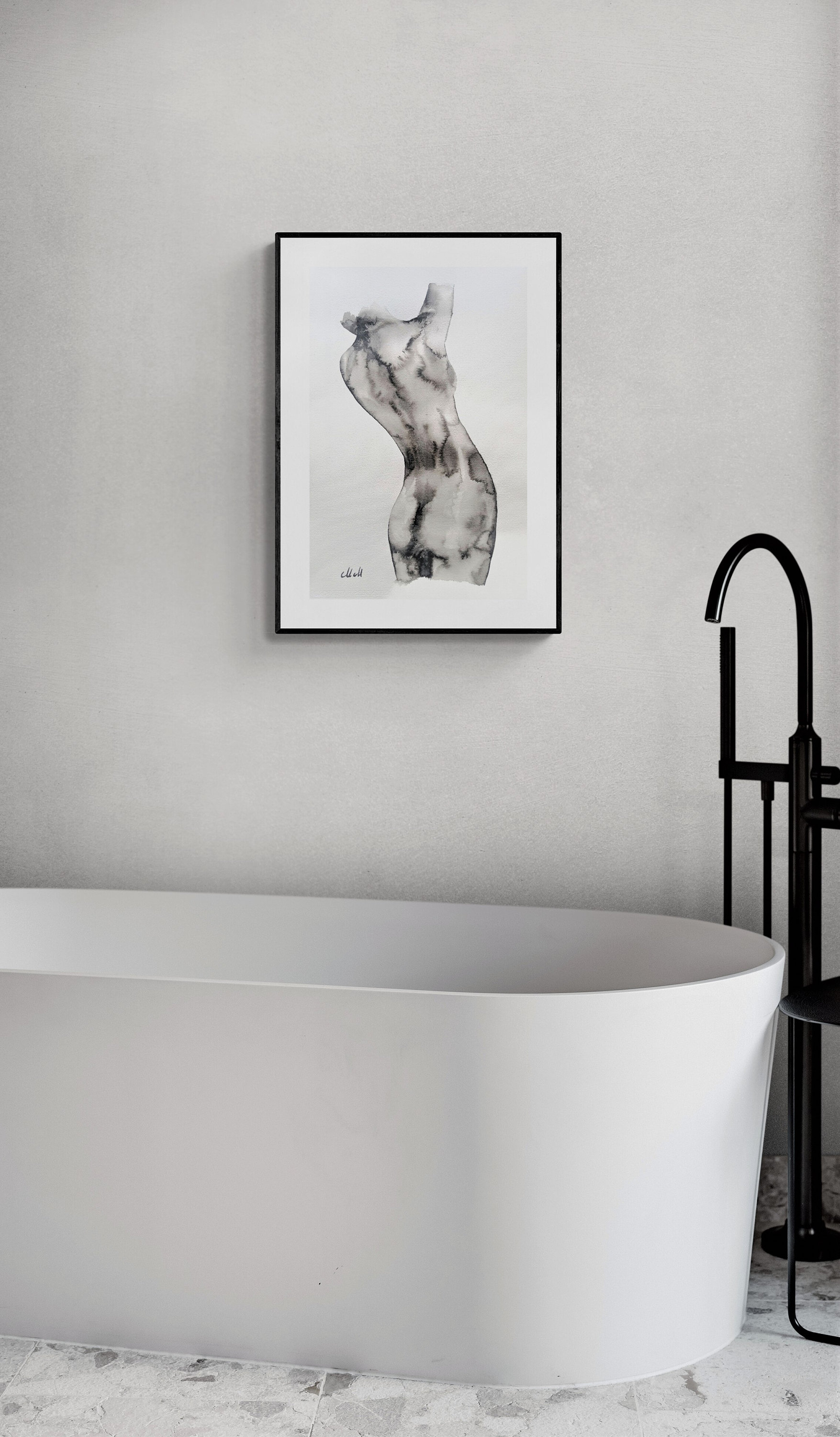 Female Body Ink Drawing Naked Woman Body Art Above Bed - Etsy Australia