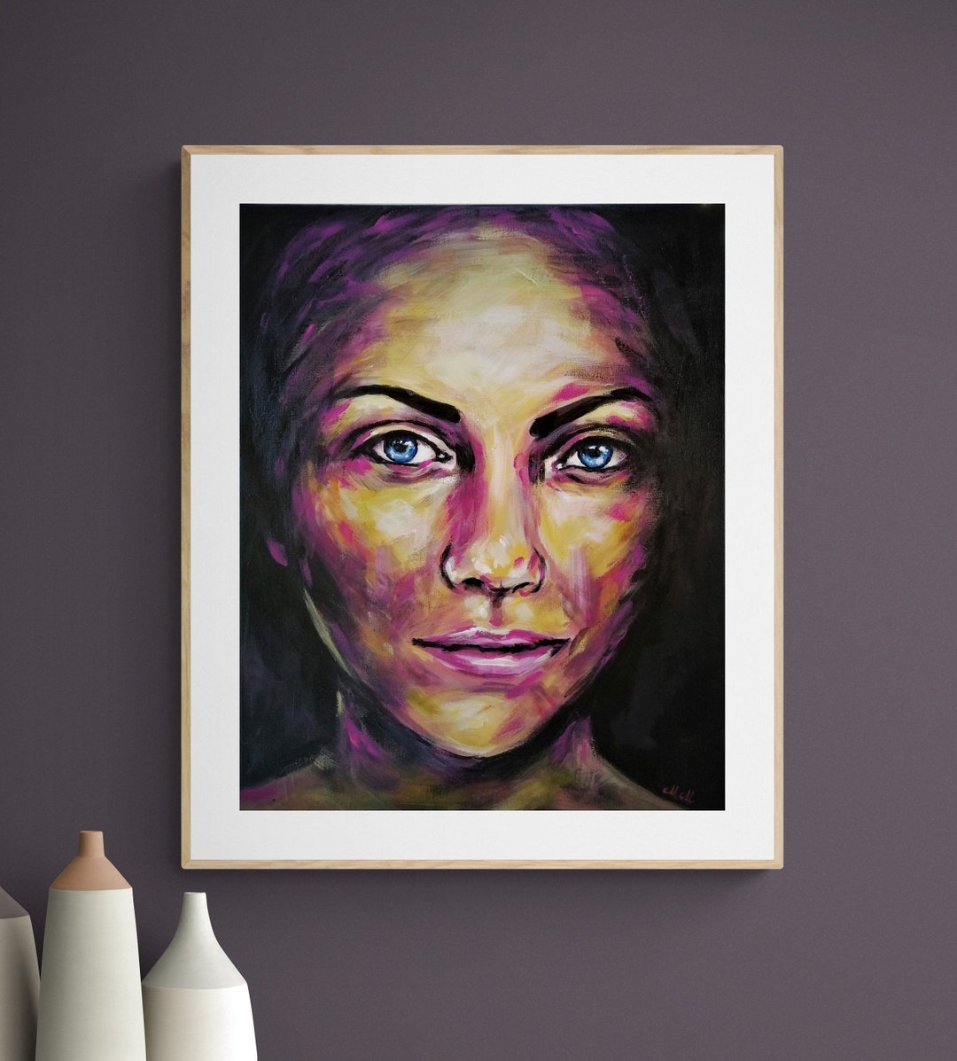Colorful Portrait Drawing - Hand Made Canvas Art - Face Painting ...