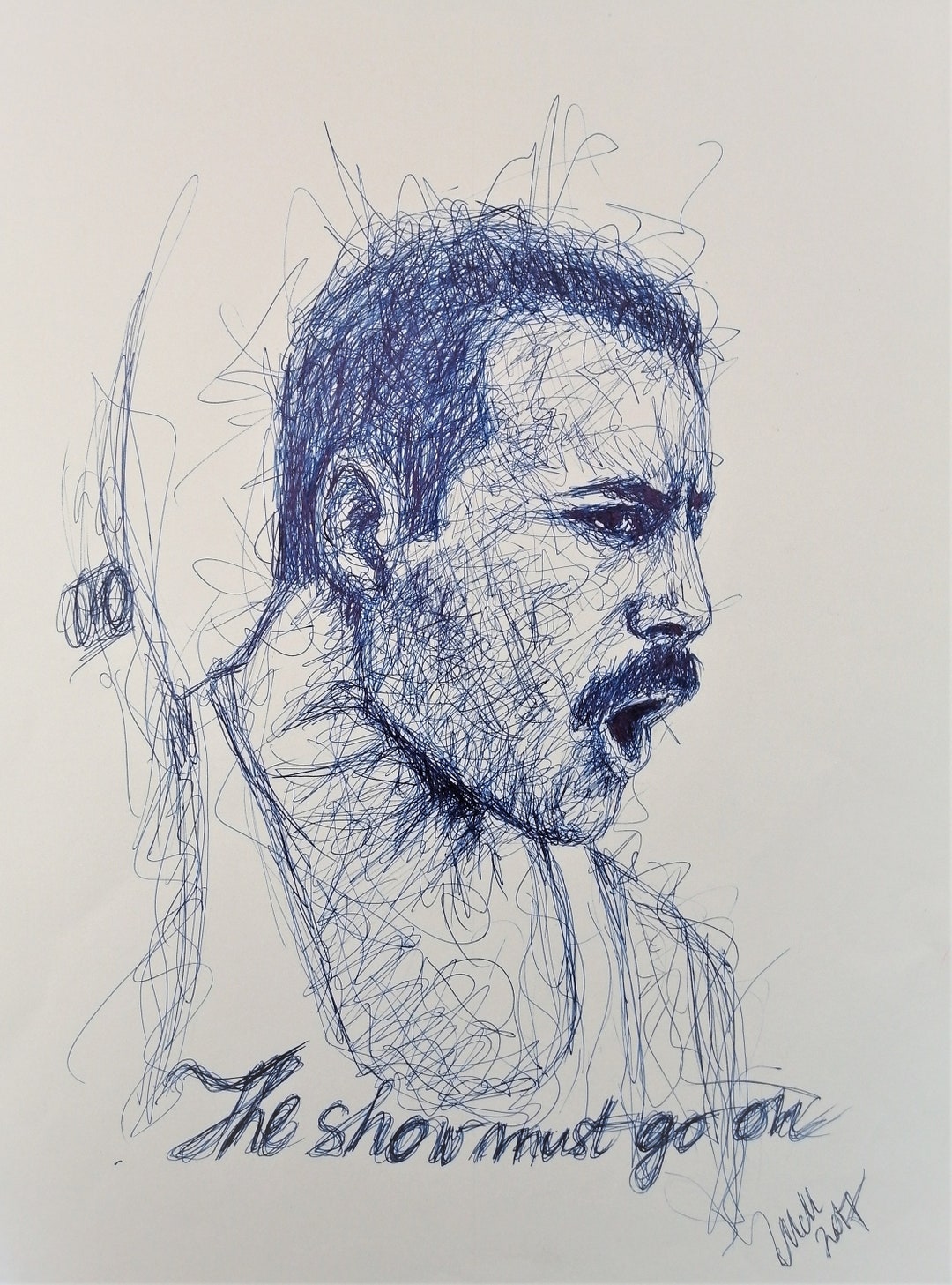 Custom Thin Blue Line Drawing - Freddie Mercury Commission - Etsy