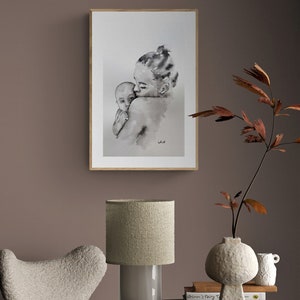 Mother With Baby Watercolor Painting - Motherhood Wall Art - Original ...